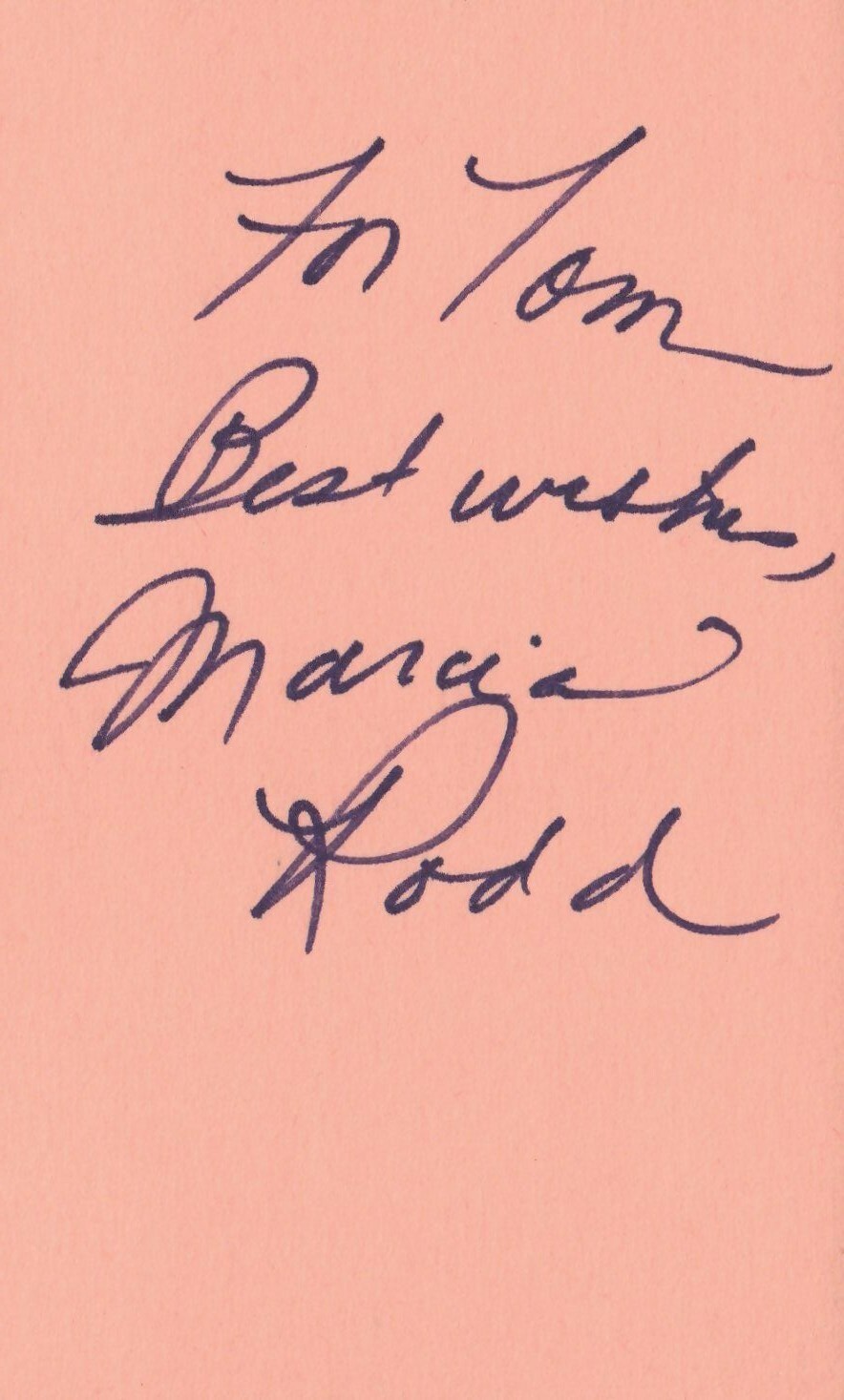 Marcia Rodd Actress 1981 Shubert TV Movie Autographed Signed Index Card ...