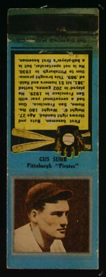 1934 Diamond Matchbook Blue Gus Suhr Pittsburgh Pirates | eBay