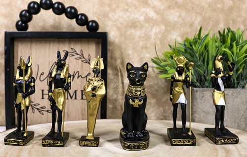 Egyptian Gods Anubis Osiris Seth Horus Bastet Thoth Miniature Statues ...