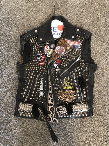 Studded Punk Leather Vest Vintage Punk Leopard Print Croc Leather Zebra ...