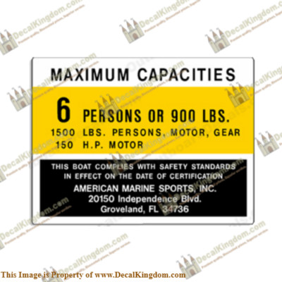 Tracker Marine Capacity Plate Decals Boat Maximum Occupancy Multiple ...