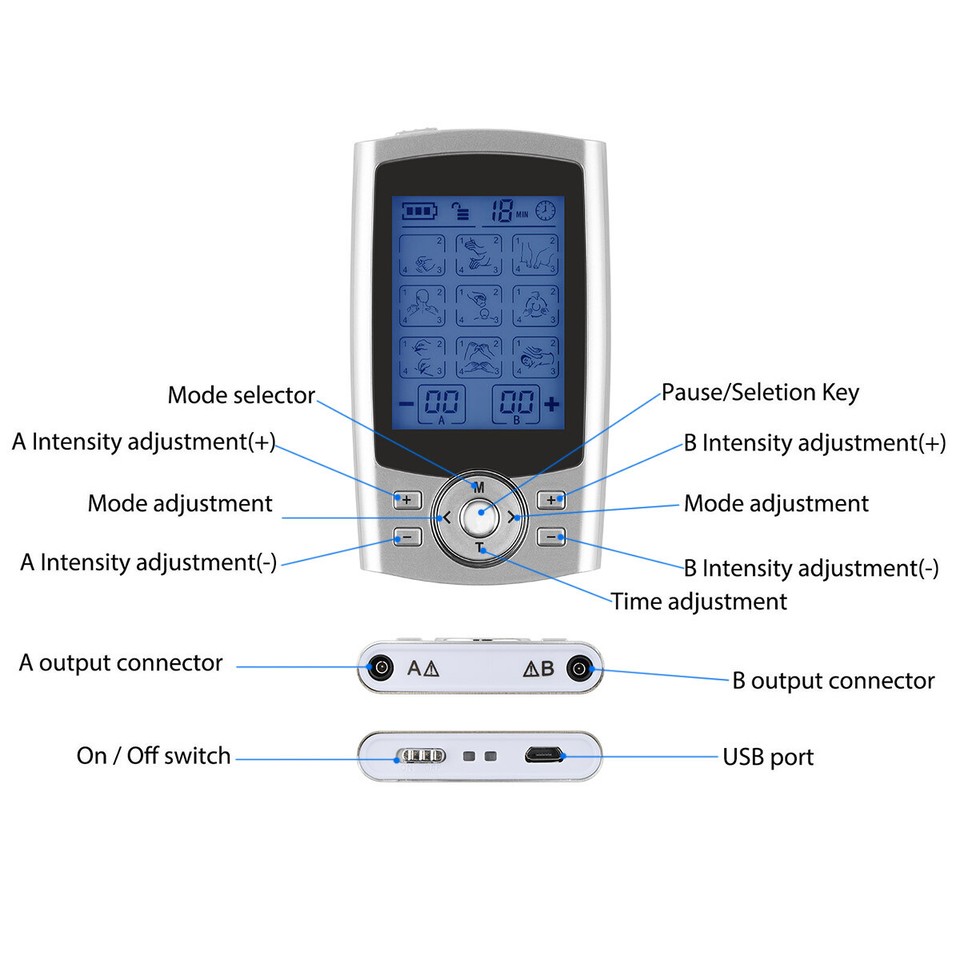 Rechargeable Mini Massager Tens Unit Muscle Stimulator Dual Channel ...