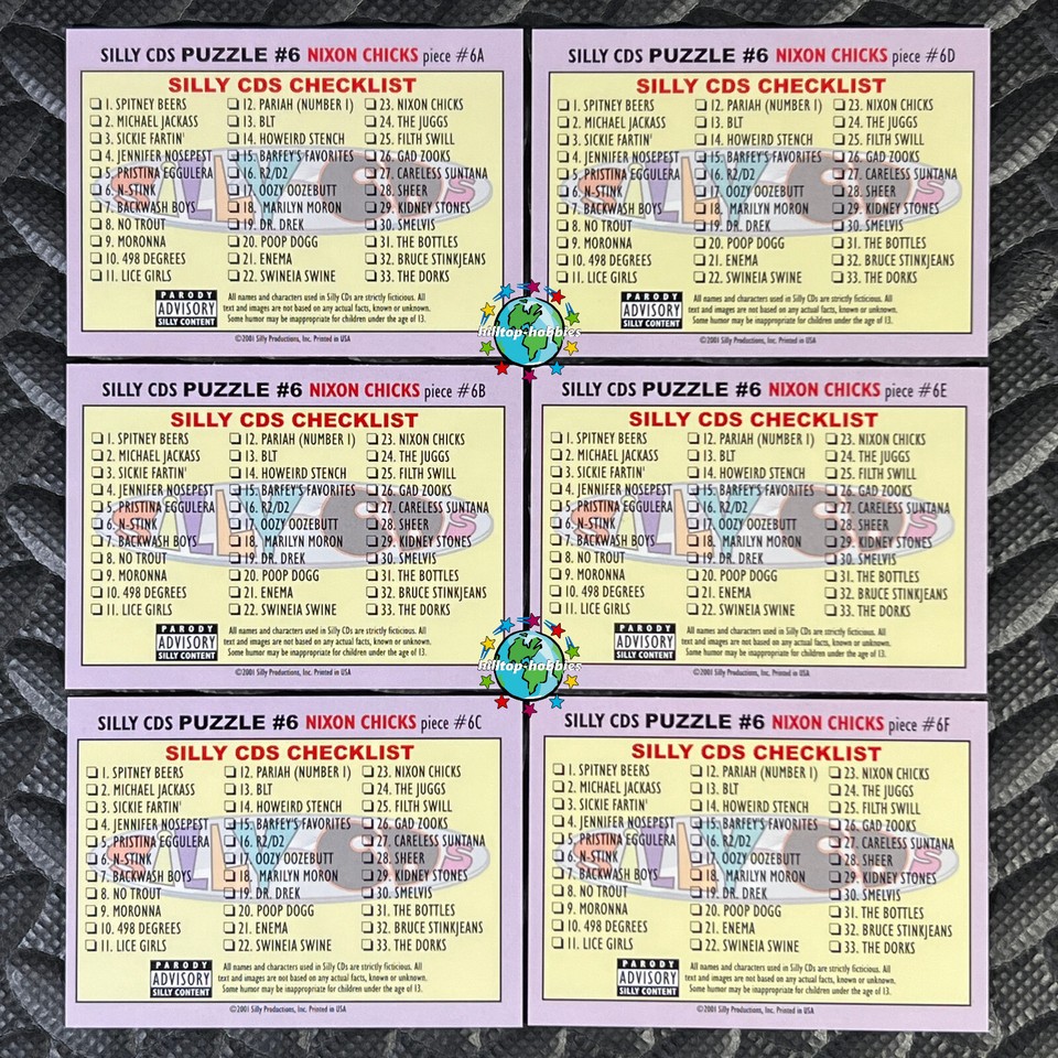 2001 SILLY CDS 6-CARD PUZZLE SET #6 NIXON CHICKS PRESIDENT RICHARD ...