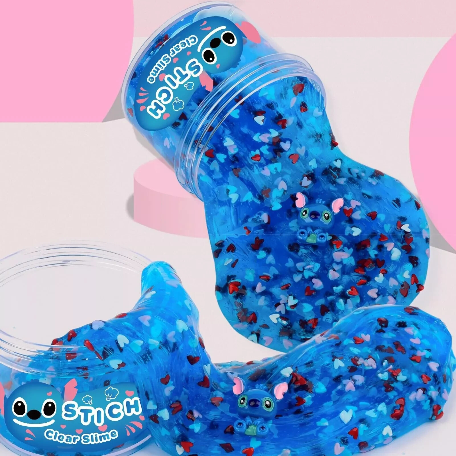 Blue Clear Slime Pink Heart Add Ins, Scented Crystal Water Jelly Slime ...