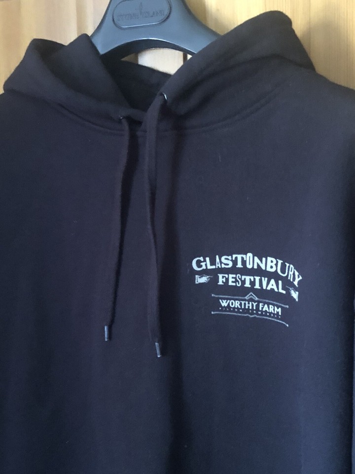 Glastonbury Black Hoodie Music Festival Merchandise Hooded Top Size ...