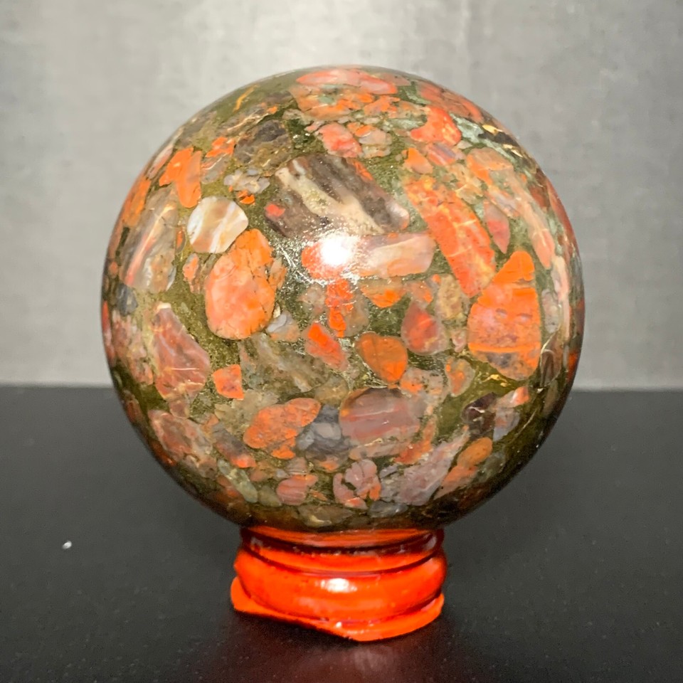 372g Rare Natural Red Jasper Quartz Sphere Crystal Ball Specimen ...