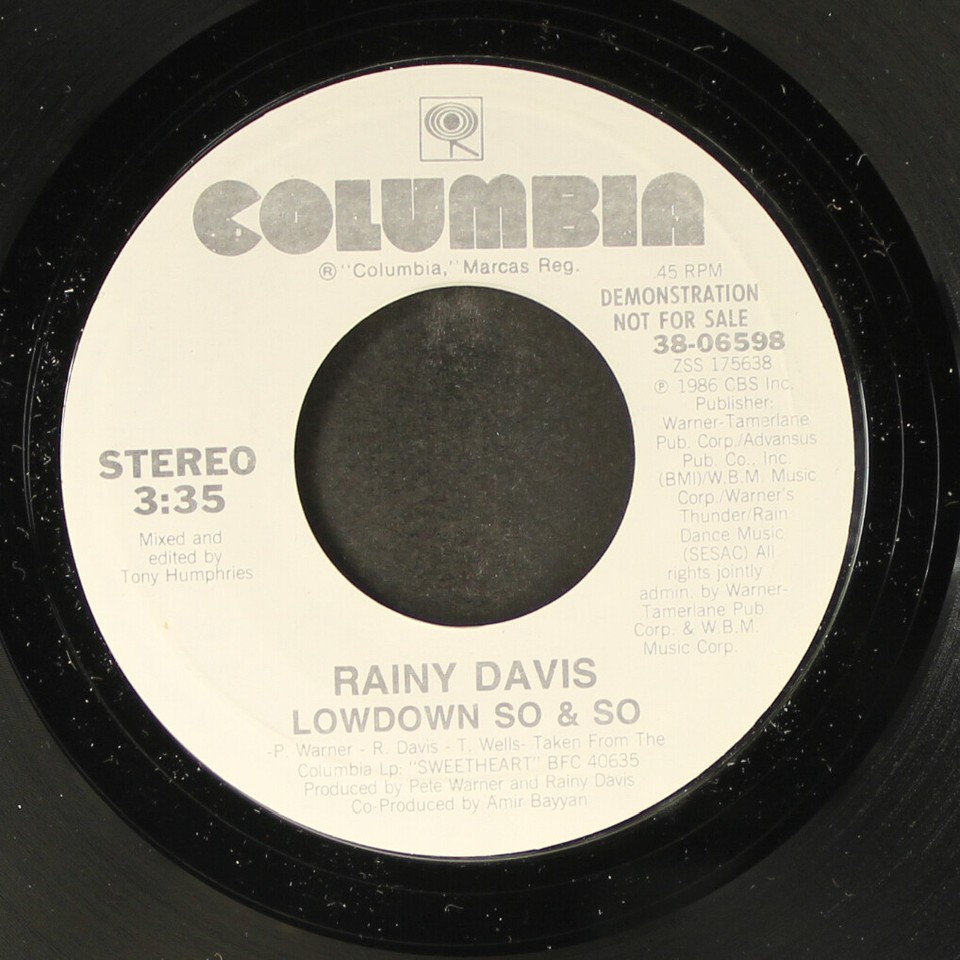RAINY DAVIS: lowdown so & so COLUMBIA 7" Single 45 RPM | eBay