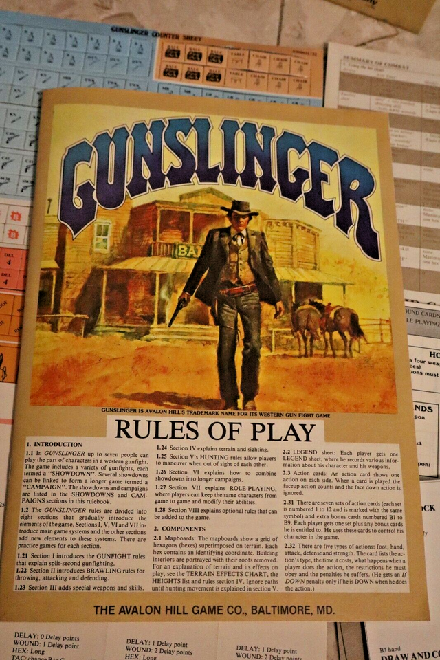 Avalon Hill : GUNSLINGER game - Gunfights in the Old West (UNPUNCHED ...