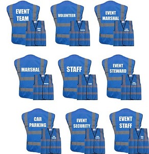PRINTED EVENTS BLUE HI VIS VESTS, STAFF, MARSHAL, VOLUNTEER,EVENT ...