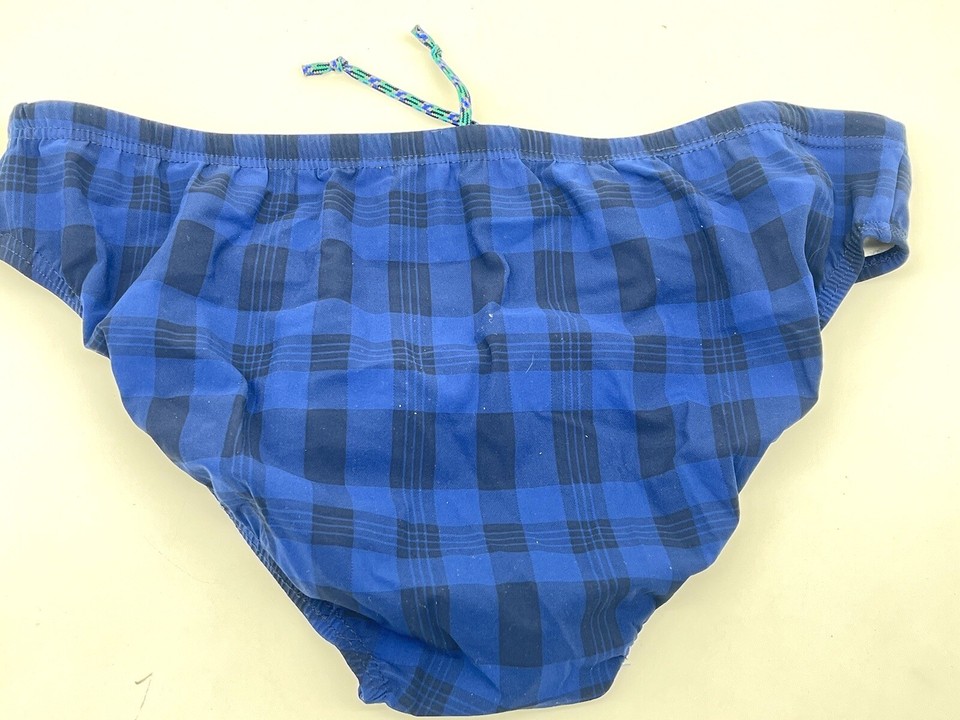 Mens Speedo Briefs Bikini swimsuit 38 Navy Blue Plaid | eBay