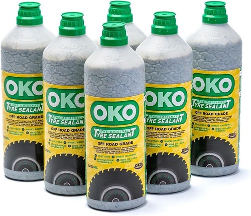 OKO OFF ROAD TYRE SEALANT 1.25 LITRE BOTTLE WITH VALVE CORE REMOVER X 6 ...