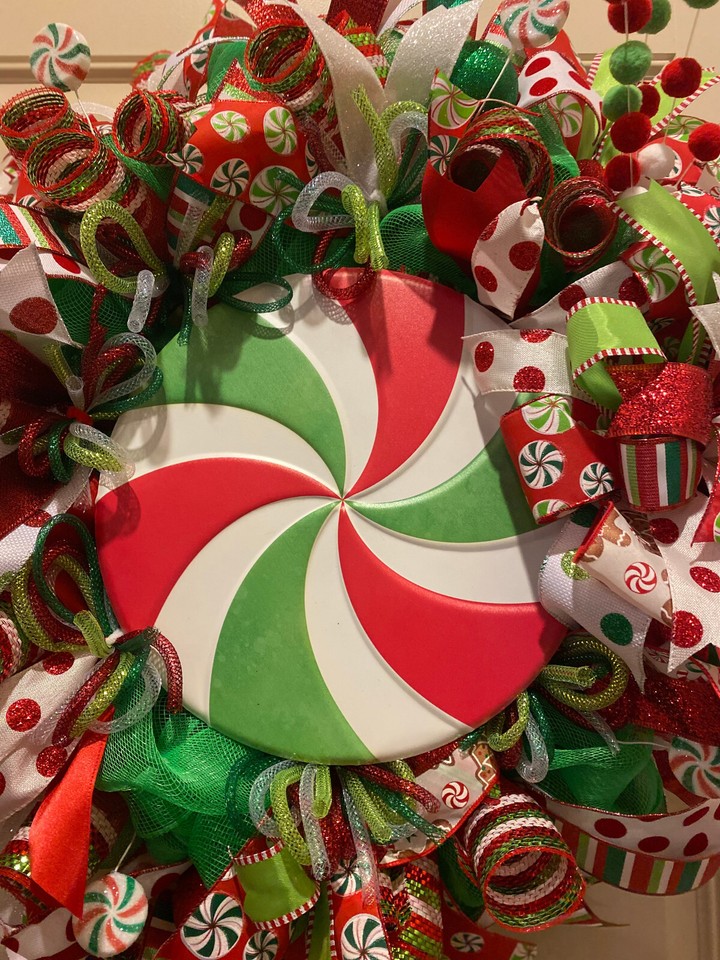 Christmas wreath,Peppermint wreath,Christmas decor,Oversized Peppermint ...