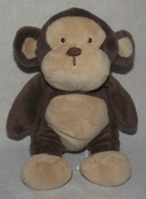 Brown Monkey Baby Plush Stuffed Animal Toy Sewn Eyes Curly Tail 9 ...