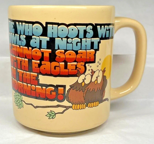 Vtg Humorous Cup Mug Coffee Tea C M Paula 1983 Retro Gag Gift Hoots ...