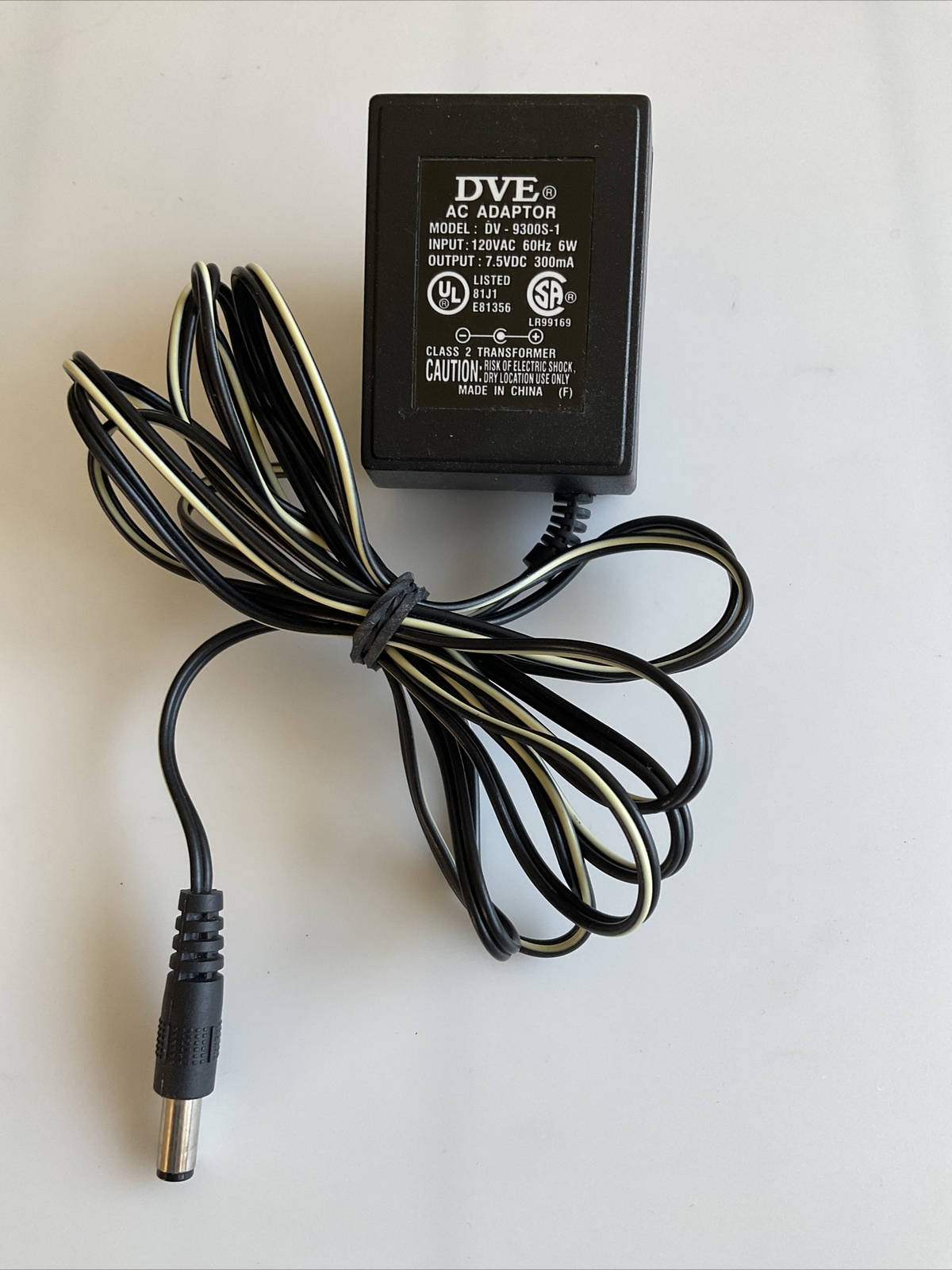 Genuine DVE AC Adapter Power Supply Dv-9300s-1 7.5v DC 300ma Class 2 ...