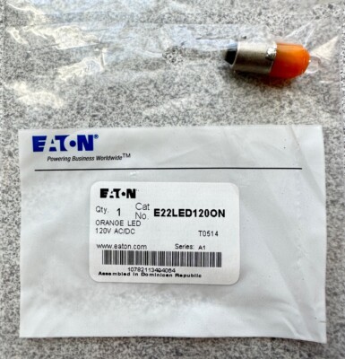 NEW Eaton E22LED120ON Miniature Led Bulb, 120 Volts AC/DC, Orange | eBay