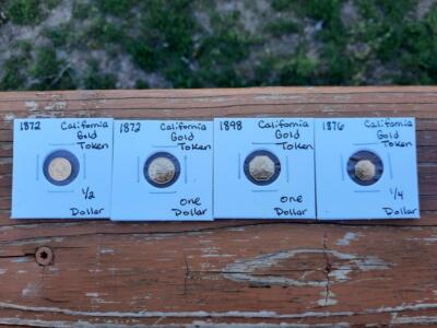 LOT OF 4 CALIFORNIA GOLD TOKENS FRACTIONALS 2 1872, 1876, 1898 ...