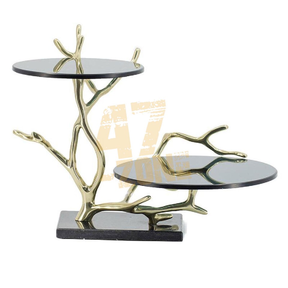 2 Tier Cake Stand Gold Black Dining Room Tabletop Dinnerware ...