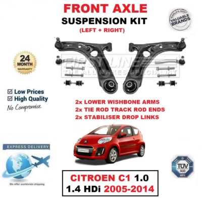 FRONT AXLE LEFT and RIGHT SUSPENSION KIT for CITROEN C1 1.0 1.4 HDi ...