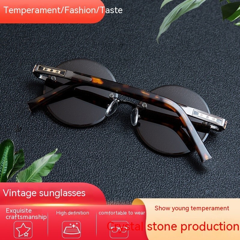 Sunglasses Retro Frameless Round Crystal Glasses Stone Glasses | eBay