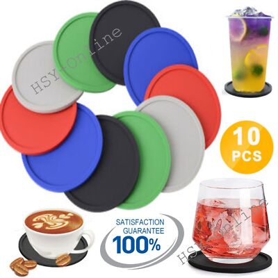 Drink Coasters set of 4,8 Silicone Coasters for Tea Coffee Round Table ...