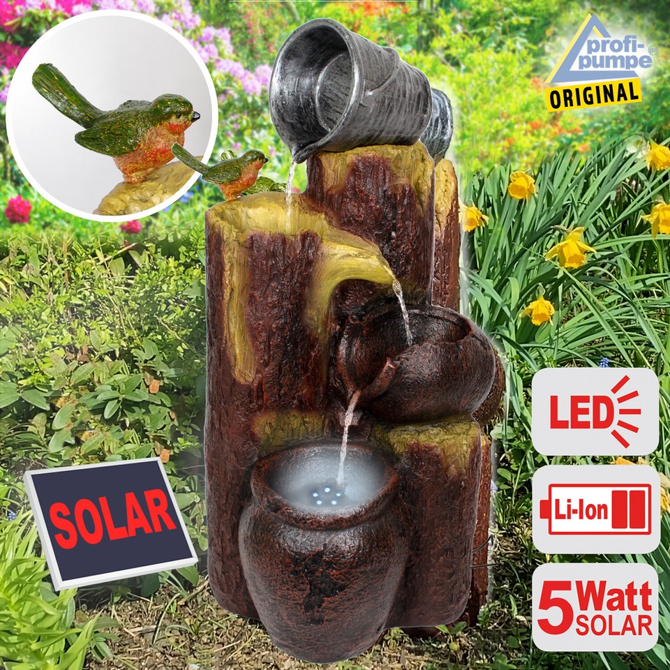 SOLAR BRUNNEN SPRINGBRUNNEN GARTEN BRUNNEN ZIER SOLAR WASSERSPIEL ...