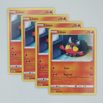 Litten 030/195x4 - 4x Trainer Playset Pokemon Silver Tempest - 4 Card ...