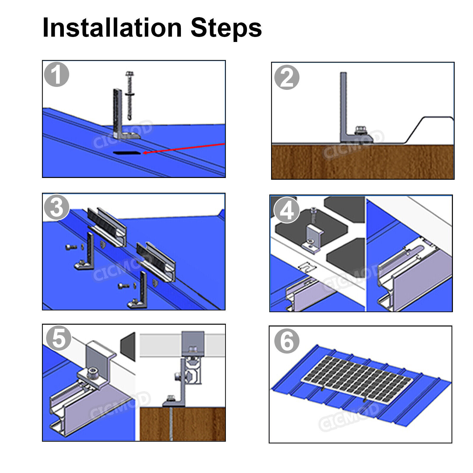 Solar Panel Rails Bracket Mounting Kit Roof Mount 30/35mm End/Mid Clamp ...