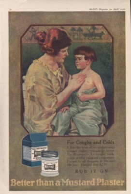 1920 MUSTEROLE COUGH COLD MEDICINE MUSTARD PLASTER DOCTOR HEALTH AD ...