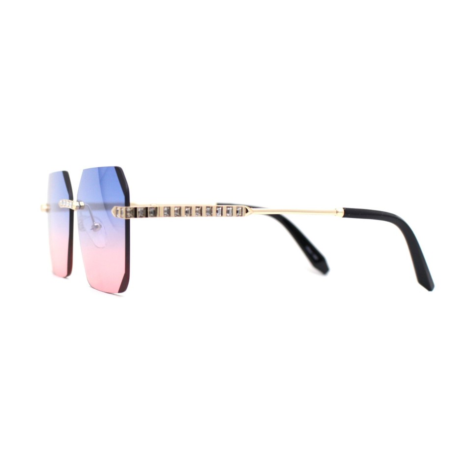 Luxury Bling Rhinestone Trim Pimp Rimless Sunglasses | eBay