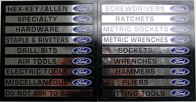 16 FORD tool box magnets snap on matco craftsman label drawer ratchet ...