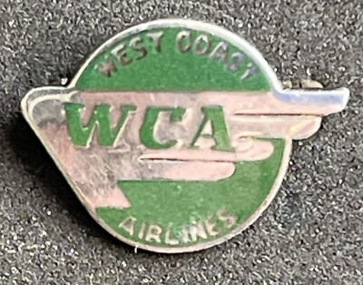 West Coast Airlines Lapel Pin - Sterling Silver with Green Inlay - Pin ...