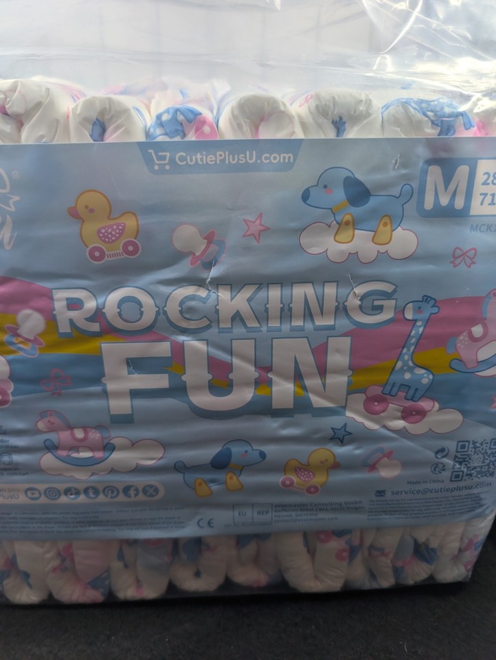 Cutie PlusU Rocking Fun Adult Diapers Abdl Fetish Incontinence SZ M 10 ...