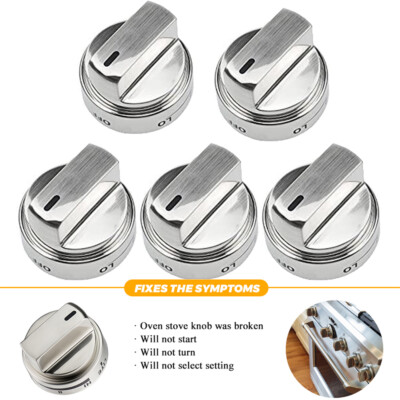 AEZ73453509 Stainless Steel Stove Knobs Fits LG Kenmore 5PC Gas Stove ...