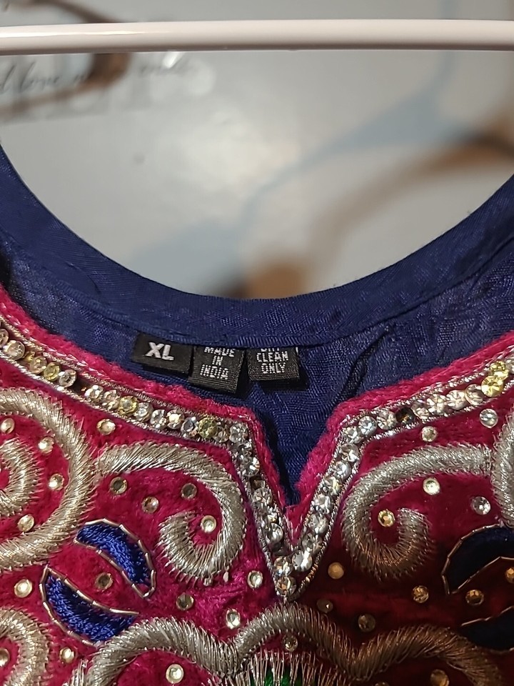 Vtg India Arnakali Kurta Dress Fairy Tale Wedding Whimsical Embroidery ...