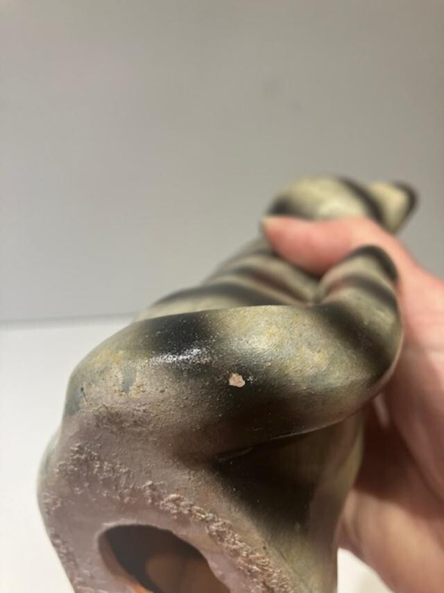 Vintage Red Clay Pottery Hand Painted Tabby Cat Figurine | eBay