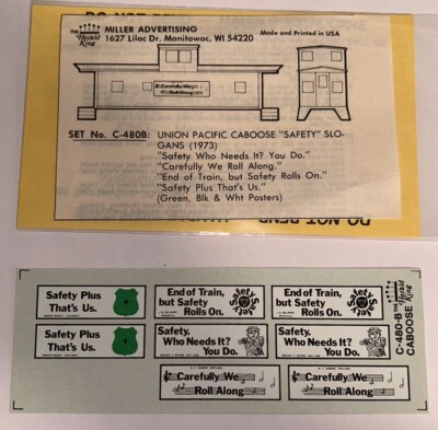 HERALD KING HO DECAL-UNION PACIFIC SAFETY SLOGAN CABOOSE (SLOGANS ONLY ...