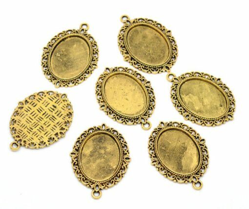 10 pcs Antique Gold Oval Pendant Picture Photo Bezel Setting Pendant ...