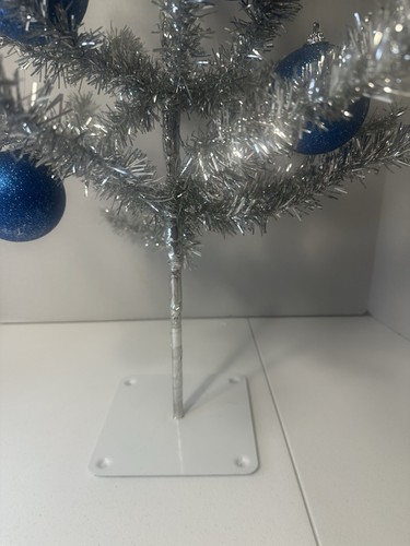 Vintage 3 Foot Silver Tinsel Tree Marshall Fields Christmas Decor Metal ...