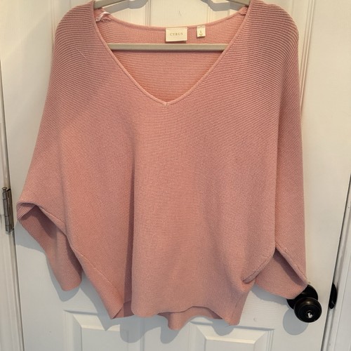 Cyrus Womens Pink Long Sleeve V Neck Knit Pullover Sweater Size Large ...