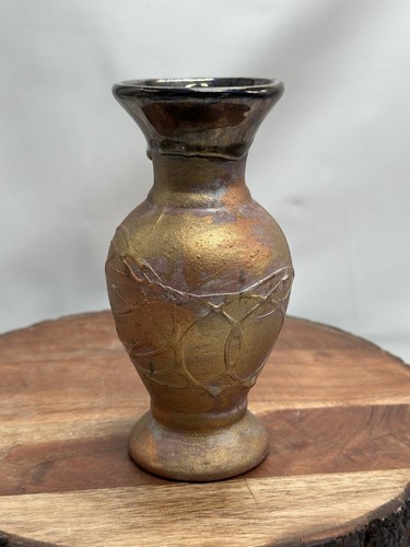 Vintage Weeping Copper Luster Textured Glaze Vase Iridescent Colors | eBay