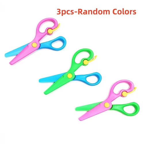 3pcs Plastic kids Safety Art craft Scissors Set, Portable, preschooling ...
