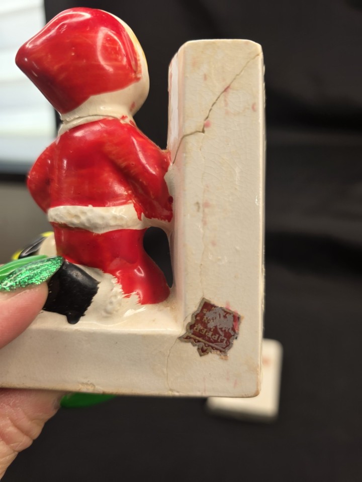 Vtg Lipper Mann Santa Holly NOEL Letters Ceramic Candleholder E AND L ...