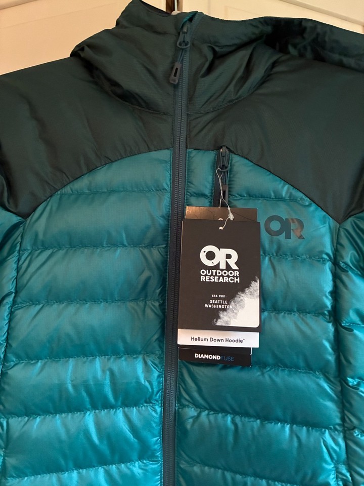 Outdoor Research Helium Down Hooded Jacket, Deep Lake Treeline, Women ...