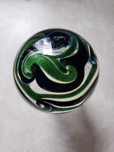Crystal & Aventurine Green Charles Lotton Glass Paperweight King Tut ...