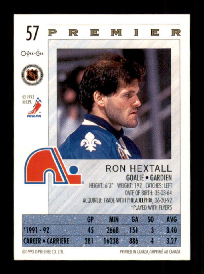 1992-93 OPC Premier #57 Ron Hextall NM/NM+ Nordiques 242744 | eBay
