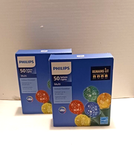 PHILIPS 50 LED SPHERE LIGHTS MULTICOLOR IN DOOR OUT DOOR CONNECT END TO ...