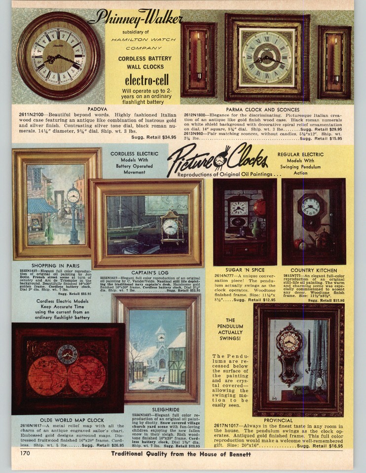 1969 PAPER AD 2 Sided Phinney Walker Travel Alarm Clock Calendar 40 ...