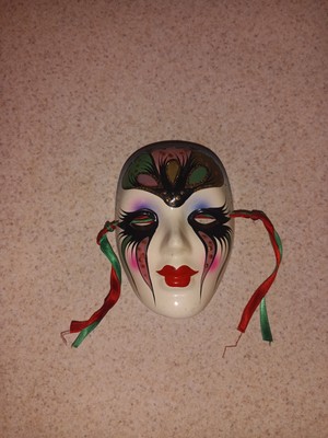 Vintage Painted Ceramic Face Mask 80s glam Decor New Orleans Style ...