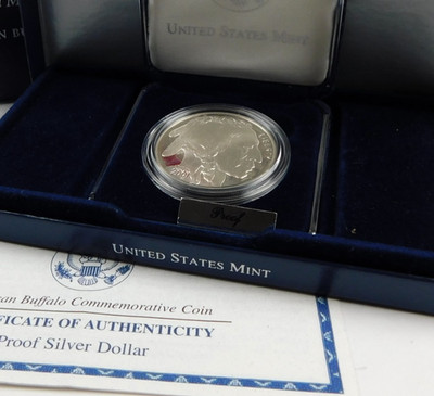 2001-P $1 Smithsonian American Indian SILVER BUFFALO Proof Coin Box ...